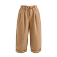 Capri Pants For Women Pocket Drawstring Campus Errands Travel Summer ...