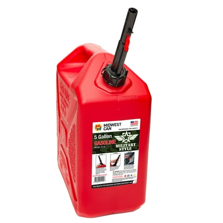 Midwest Can Company Military Style Gas Can w/ Quick Flow Spout, 5 Gal ...