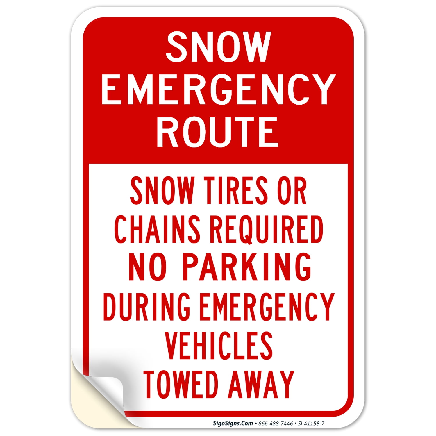 Snow Emergency Route No Parking Red Sign, 10x7 Vinyl Sticker - Walmart.com