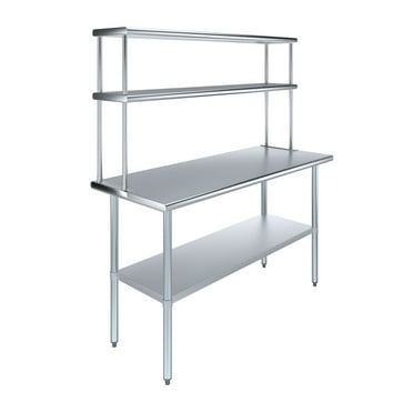 24" x 72" Stainless Steel Work Table With 2 Shelves | 12" Wide Double ...