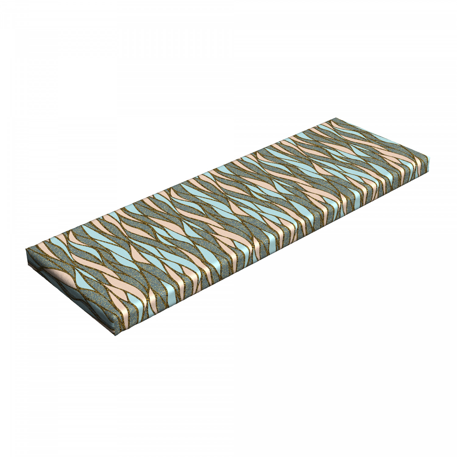 Abstract Bench Pad, Vertical Waves with Stripes and Ornamental Dotted ...