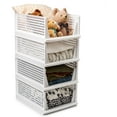EZOWare Set of 4 Stackable Plastic Closet Drawer, Collapsible Clothing ...