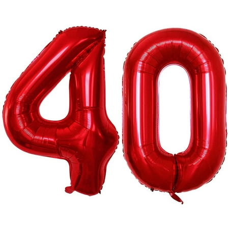 HTOOQ 42 Inch Gold 40 Number Balloons,Jumbo Foil Helium Balloons for ...
