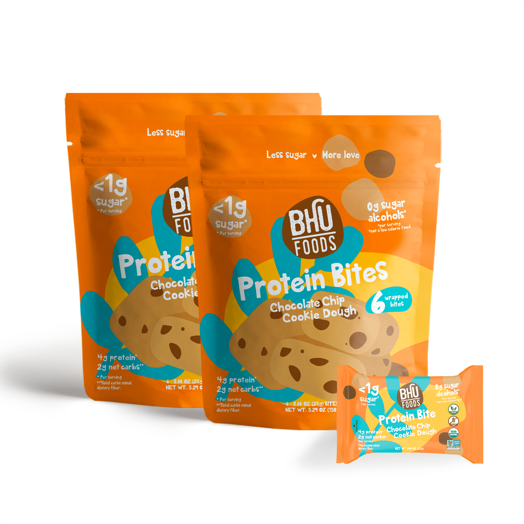 Bhu Foods Protein Bites Chocolate Chip Cookie Dough - Walmart.com