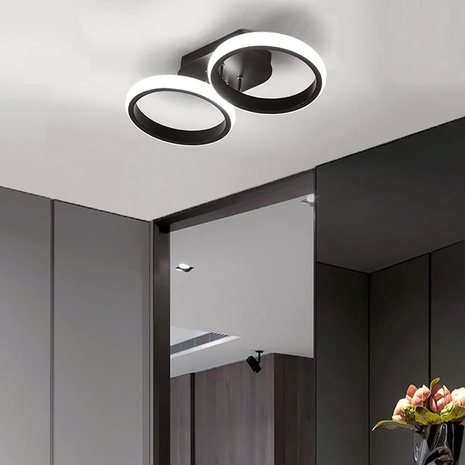 ADISUN Modern Black Led Ceiling Light Fixtures, Round Flush Mount ...