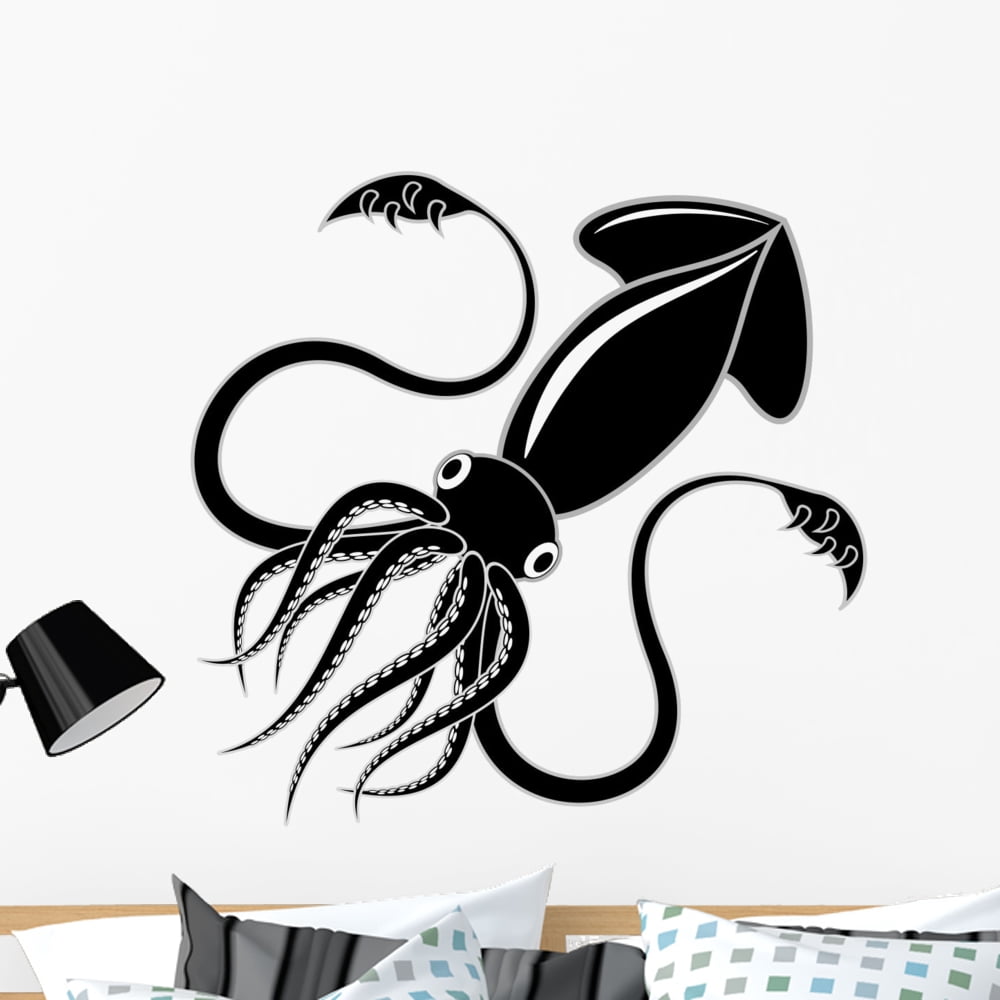 Black Squid Wall Decal by Wallmonkeys Peel and Stick Graphic (36 in W x ...