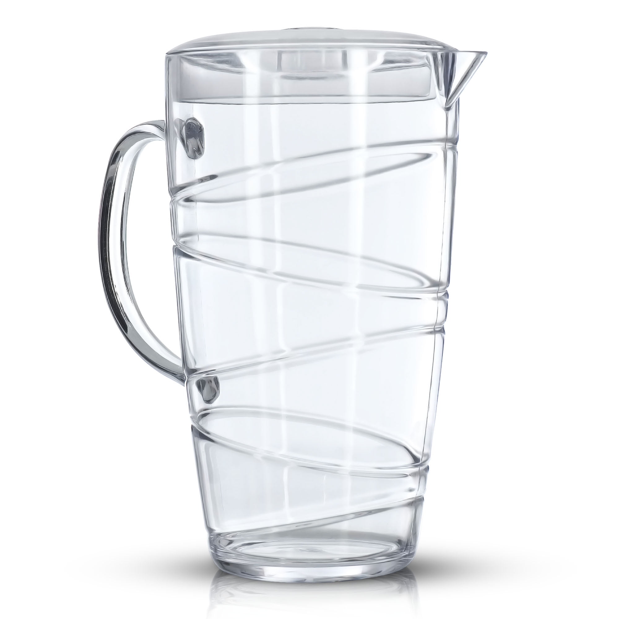LIVIVO Swirl Design 2L Plastic Clear Pitcher Jug with Lid and Vented ...