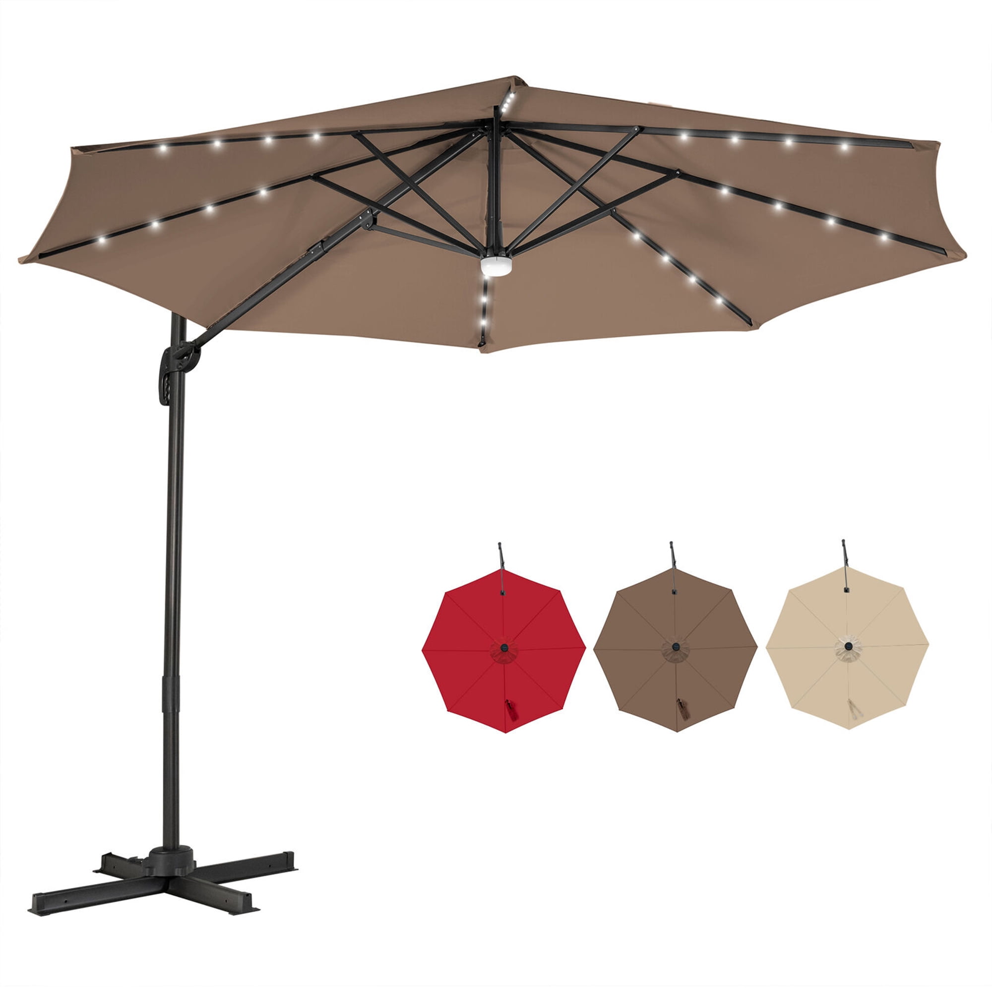 Click here for Gymax 10ft Cantilever Solar Umbrella 28led Lighted... prices