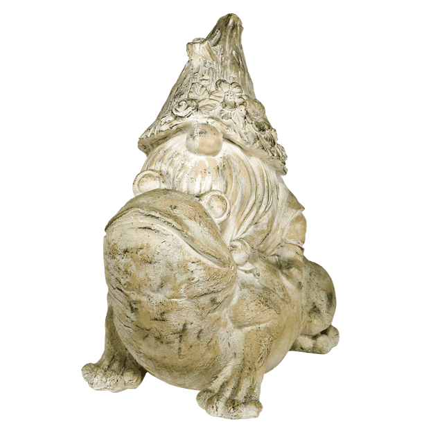 Alpine Mossy Stone Garden Gnome Riding Frog Statue, 19 Inch Tall ...