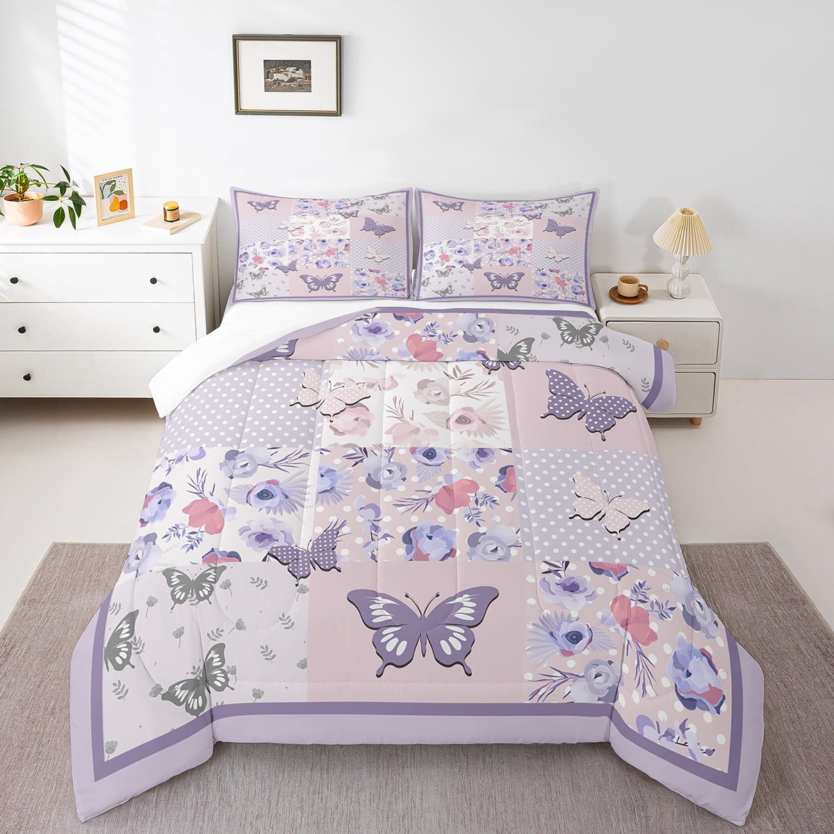 Click here for Yst Butterfly Girls Bedding Lavender Purple Butter... prices