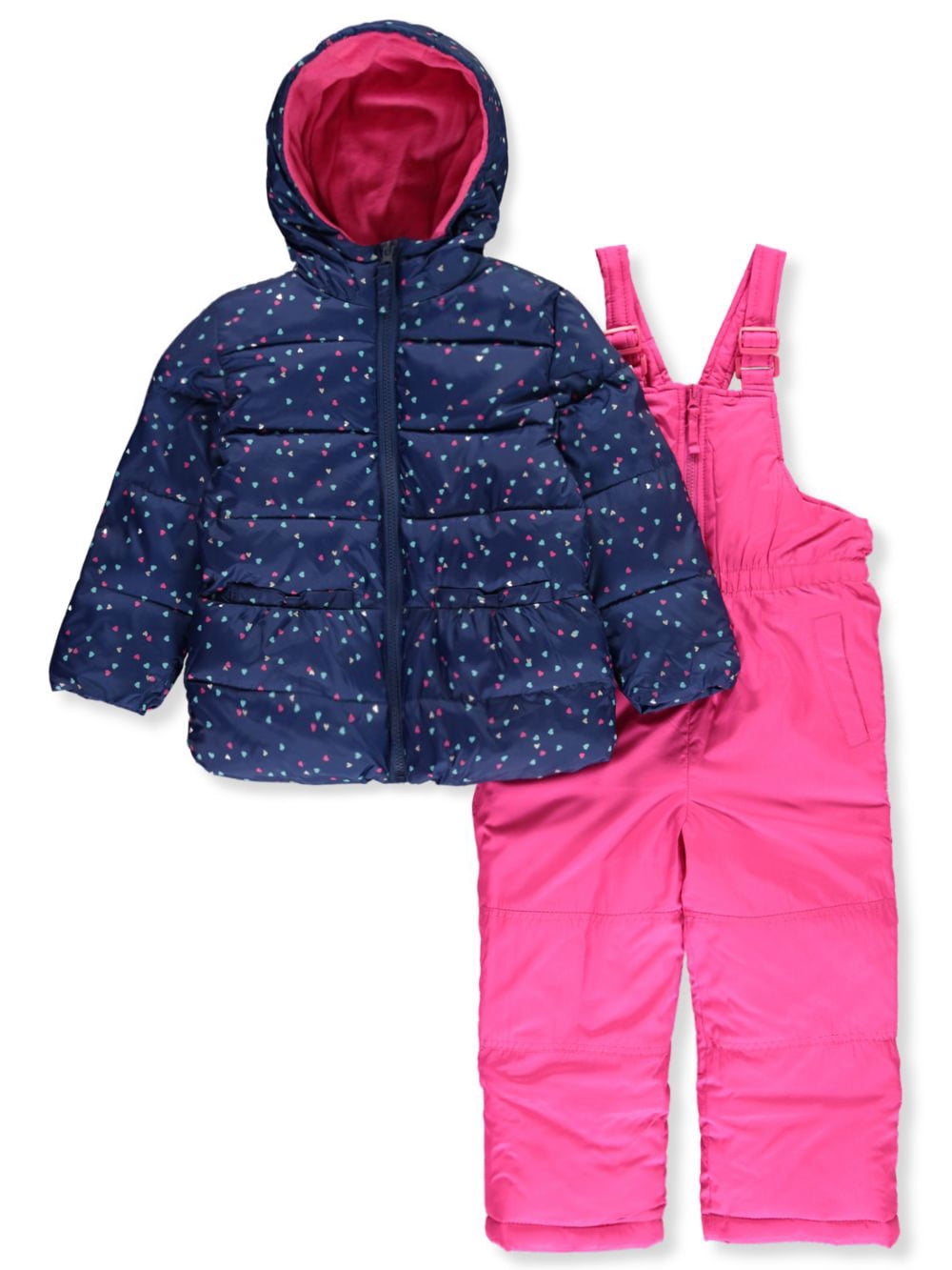 Pink Platinum Girls' Heart Bunched 2-Piece Snowsuit - Walmart.com