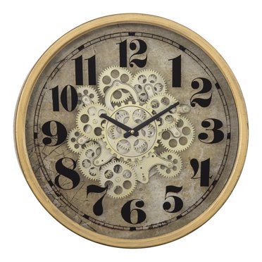 Yosemite Home Decor Gilded Round Modern Metal Gear Clock in Gold ...