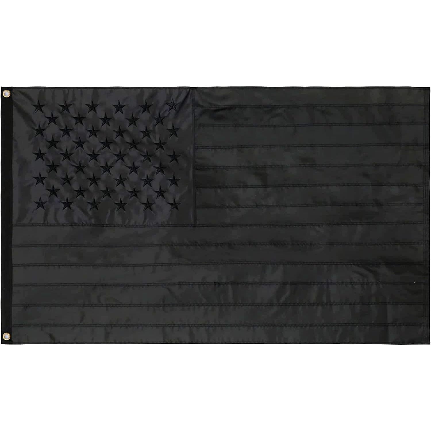 All Black American Flag 3x5 ft Embroidered US Flag Blackout - Black US ...