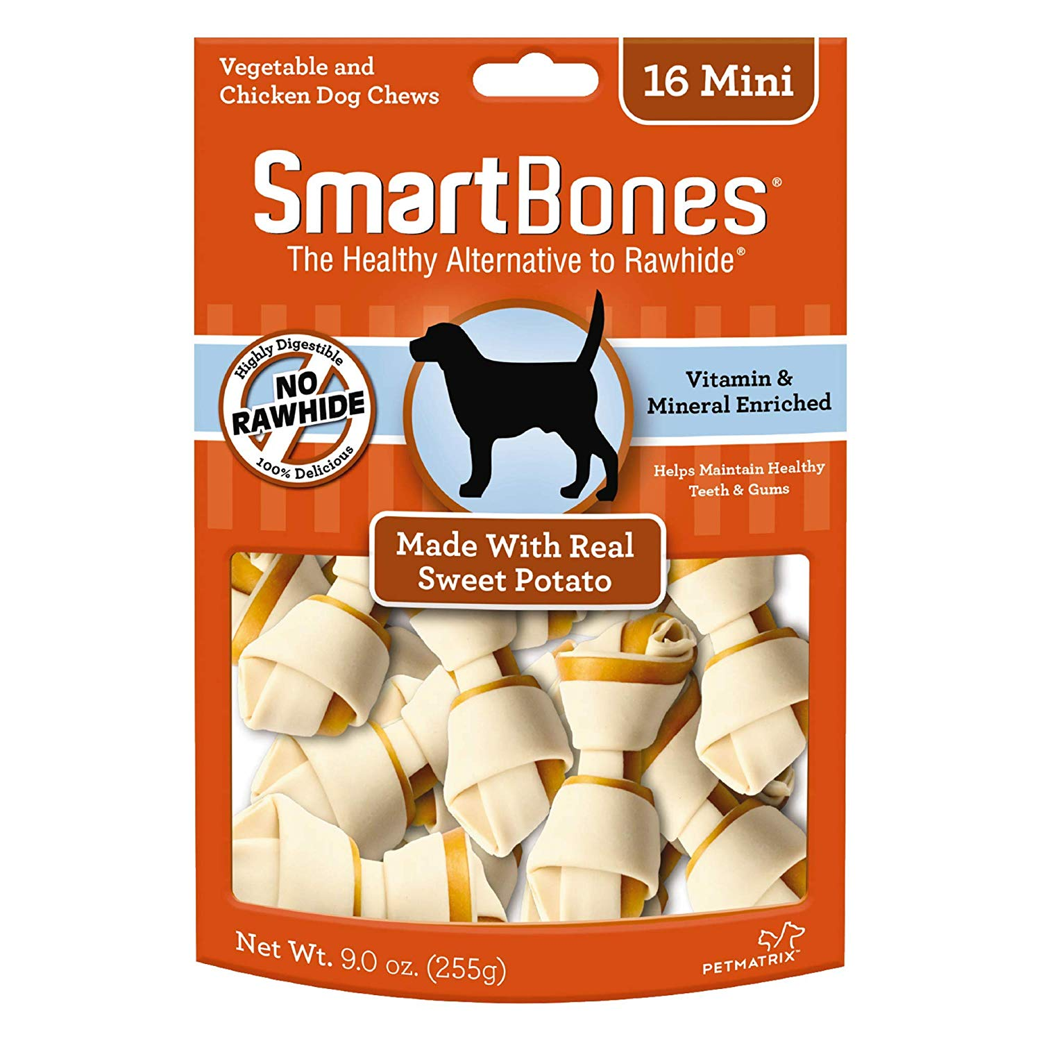 SmartBones Sweet Potato Mini Bones For Dogs Rawhide Free 16 Pk SmartBones Sweet Potato Mini Bones For Dogs Rawhide Free 16 Pk