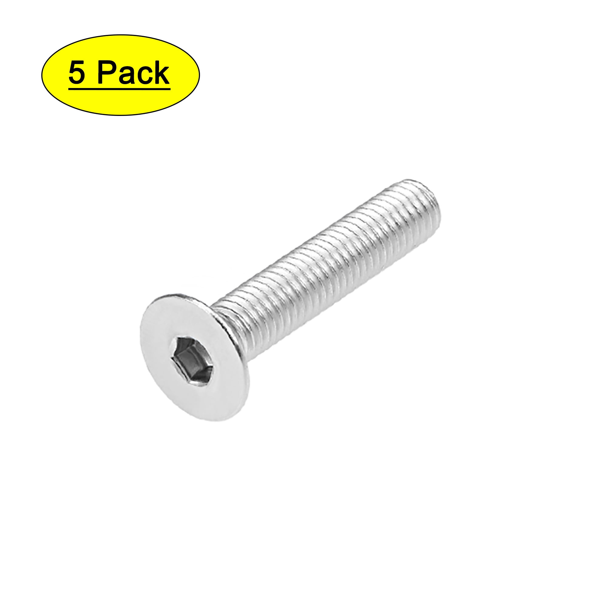 Uxcell M8x50mm Flat Head Machine Screws Inner Hex Screw 304 Stainless Steel Fasteners Bolts 5 ...
