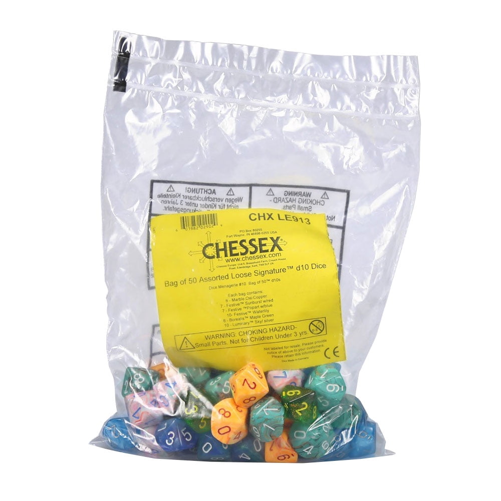 Chessex Bag of 50 Assorted Loose Signature D10 Dice - Walmart.com