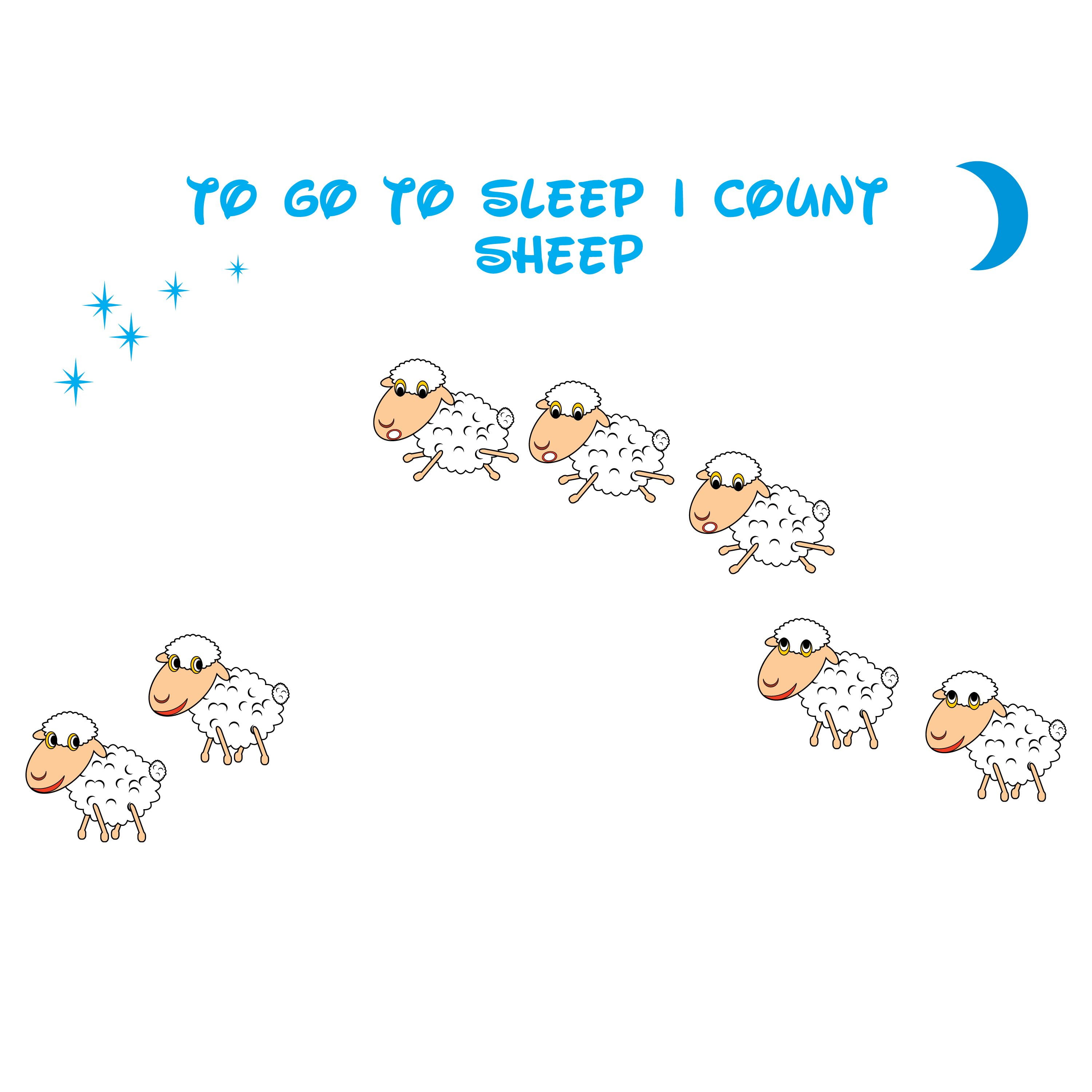 ANIMALS - To Go To Sleep I Count Sheep - Vinyl Kids Nursery Bedroom ...