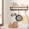 Rustic Wood Wall Coat Rack with Shelf & 5 Black Hooks, for Entryway ...