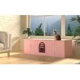 Amunrbrek Litter Box Furniture For 2 Cats Wooden Long Cat Litter Box