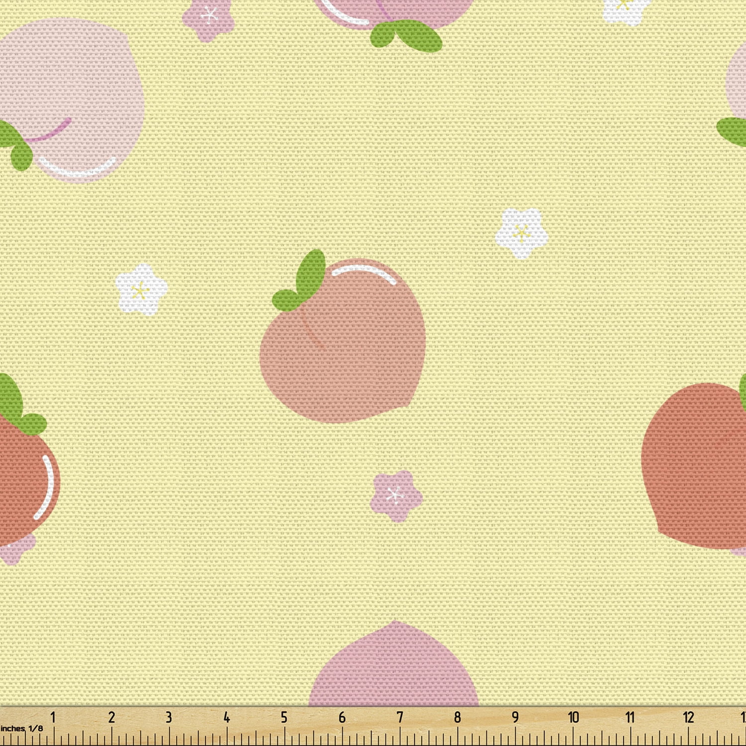 Peach Colors Fabric by the Yard Upholstery, Repetitive Fruit with ...