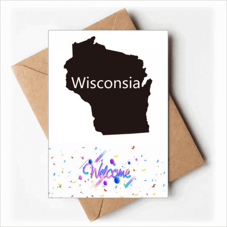 Wisconsin America USA Map Outline Welcome Back Greeting Cards Envelopes ...