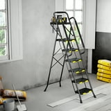 KK KINGRACK 6 Step Ladder, Metal Ladder with Tool Platform&Handrails ...