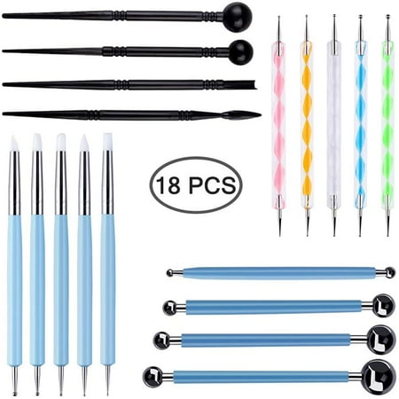 Pack of 18 sculpture tools made of polymer modeling clay,dotting tools ...