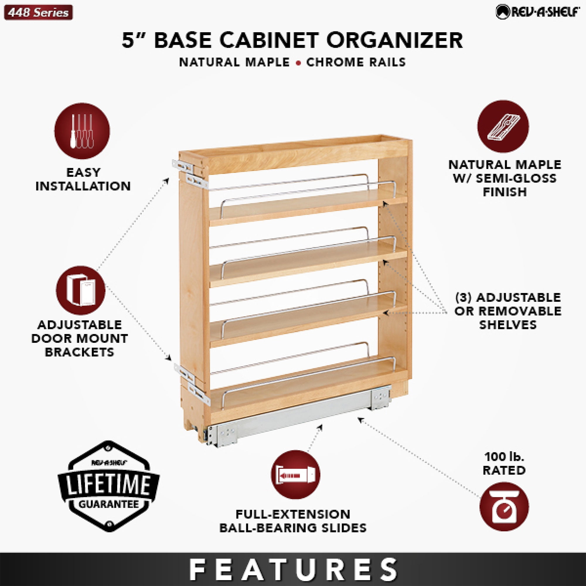 Rev A Shelf 448 BC 8C 8 Inch Pullout Kitchen Cabinet Organizer Spice Rack Walmart
