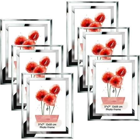 Diayung 5x7 Glass Picture Frames Desktop Display Multi Mirror Edge Bulk ...