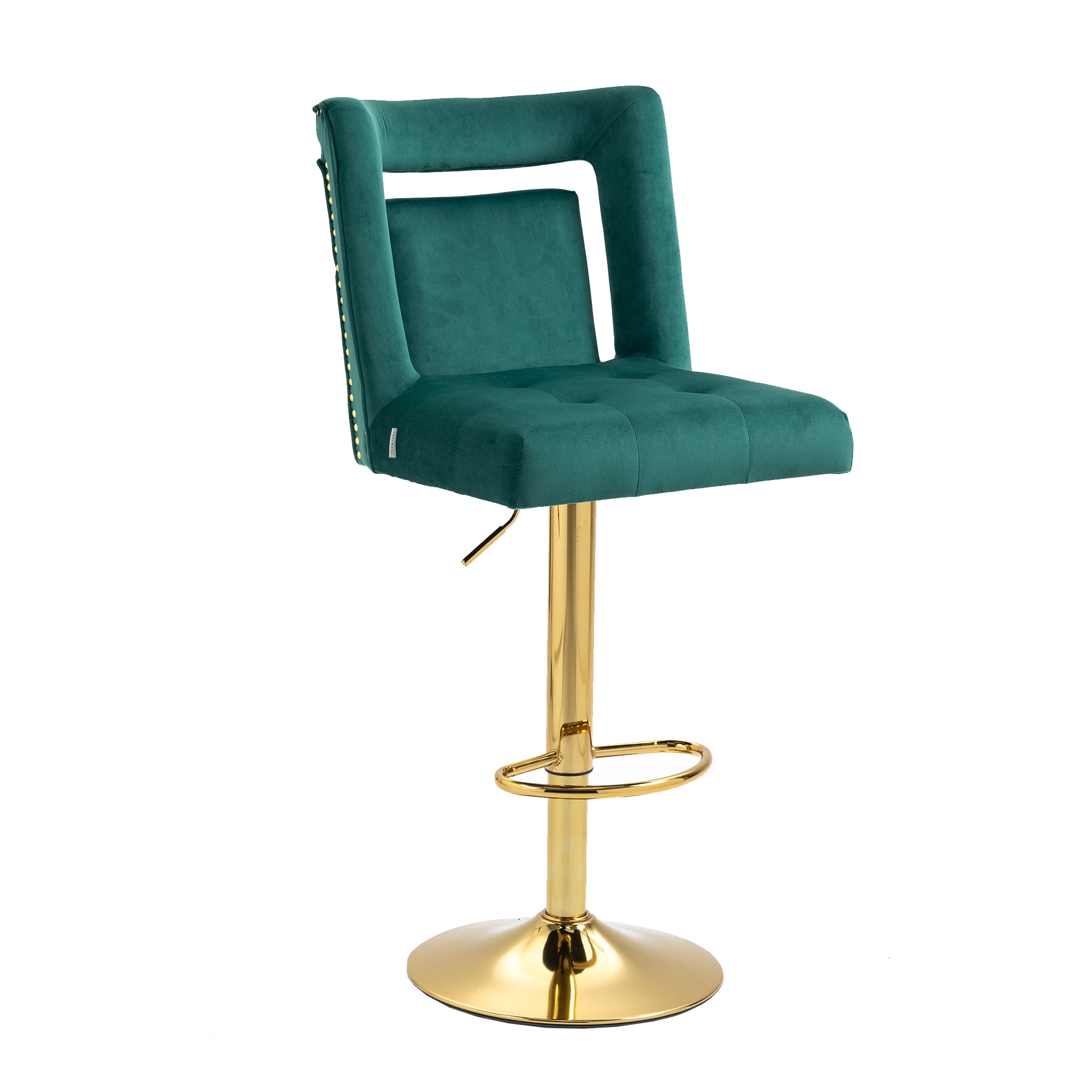 Modern Accent Bar Stools with Back and Footrest, Velvet Fabric ...