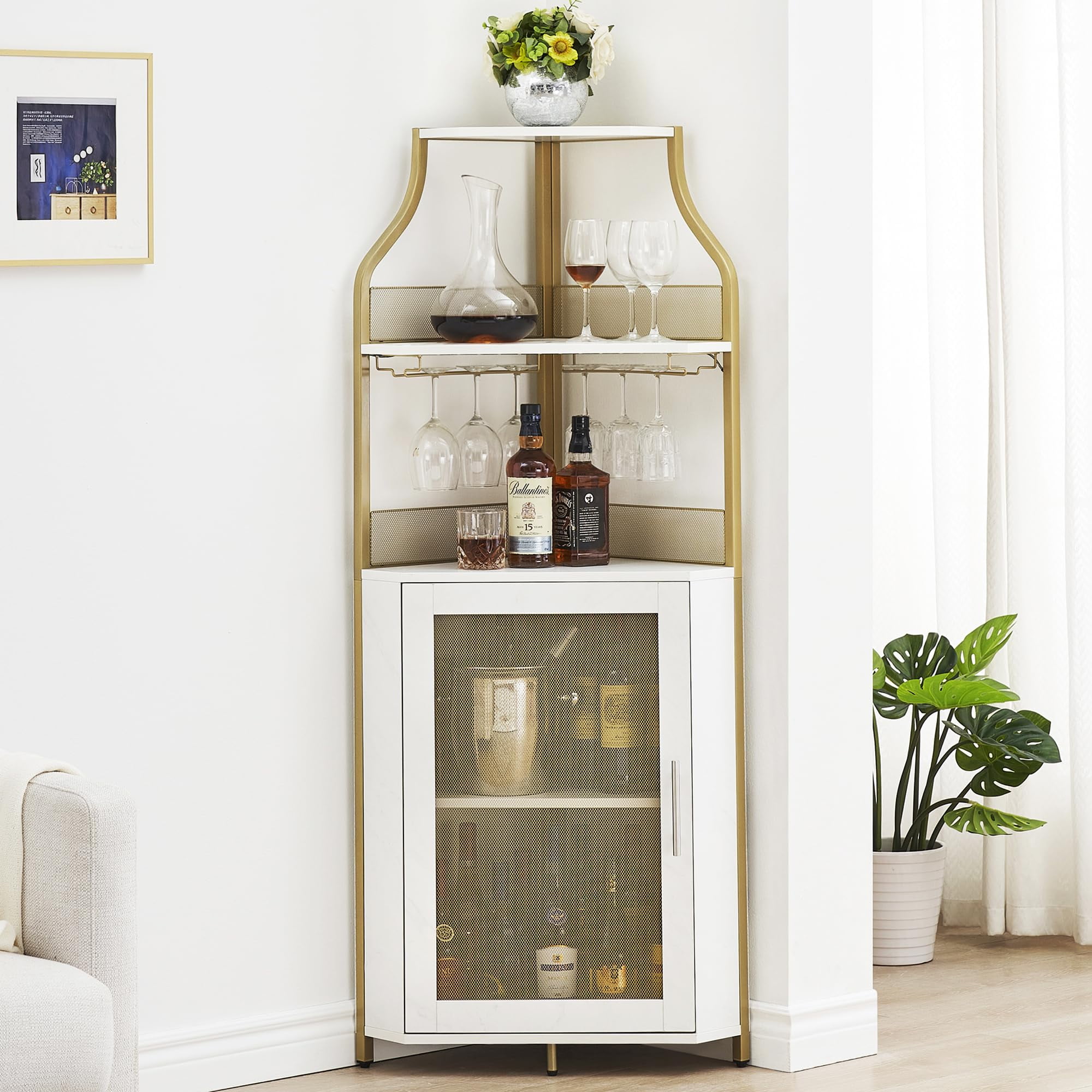 Click here for Akdsteel Farmhouse Wine Bar Corner Cabinet With St... prices