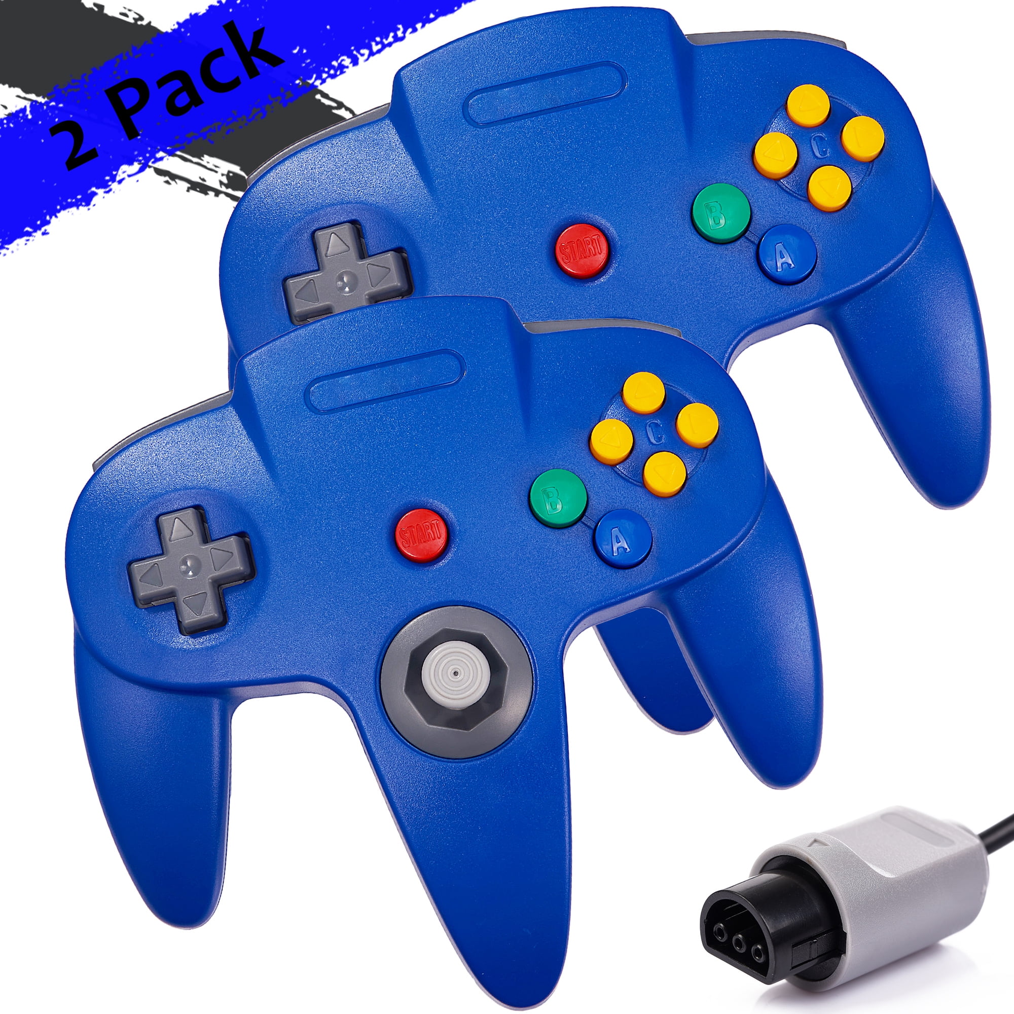 2Pack N64 Controller, iNNEXT Classic Retro Wired Controllers Gamepad ...