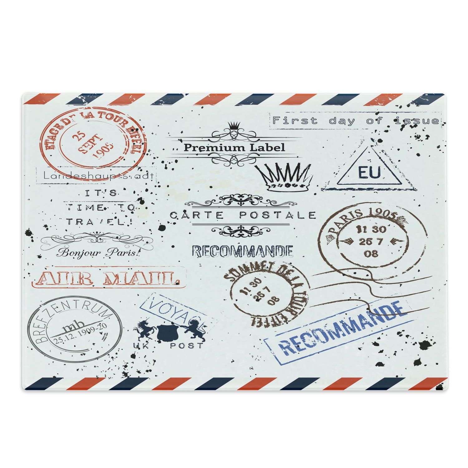 Vintage Cutting Board, Retro Post Stamps Postage Mail Paris Antique ...