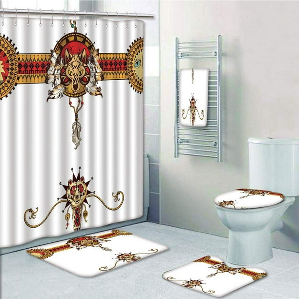 EREHome Wolf Hand Drawn Tribal with Ethnic Animal Bear Totem Abstract 5 ...