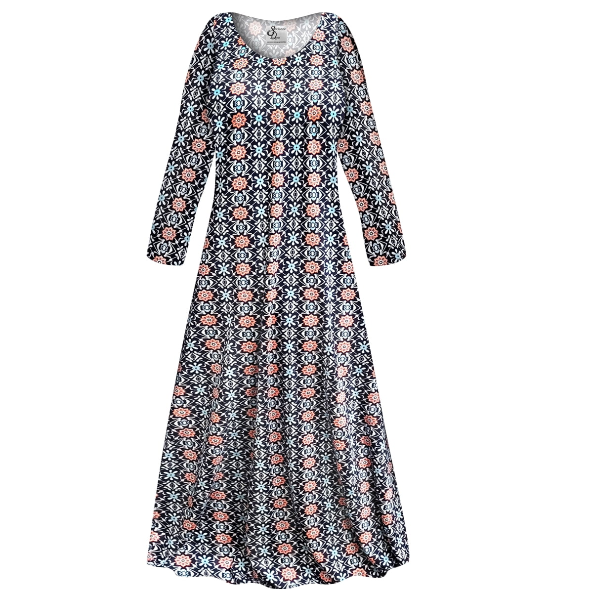 Plus size 1x Tall Womens Strechy Round Neckline with Long Sleeve Dress ...
