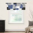 Abstract Art Semi Sheer Valance Curtains, Patchwork Black and Navy blue ...