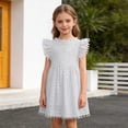 Bobifish Toddler Girls Dresses Crew Neck Ruffle Cap Sleeve Lace Pom Pom ...
