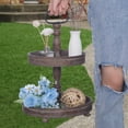 MAONAME Farmhouse Tiered Tray Stand, 2 Tier Tray with Metal Handle, Two ...