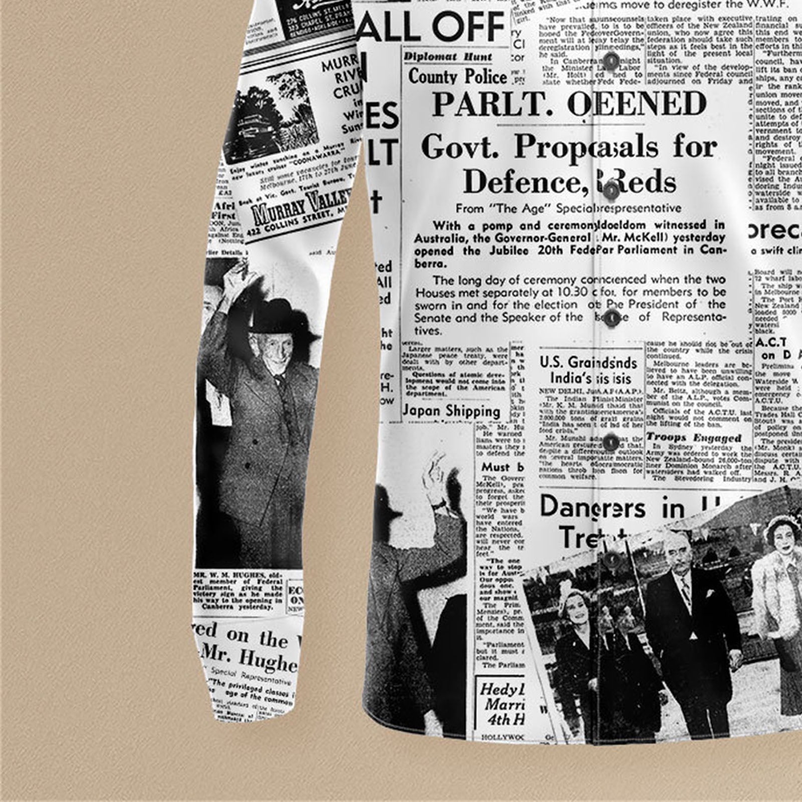 Newspaper Print Long Sleeve Shirts - Trendy Unisex Casual Newspaper Print Long Sleeve Shirts - Trendy Unisex Casual