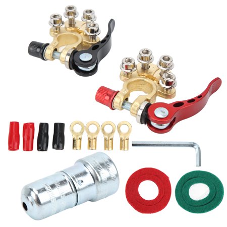 Battery Terminal Connector, 4 Way Positive Negative Clamp Heavy Duty ...