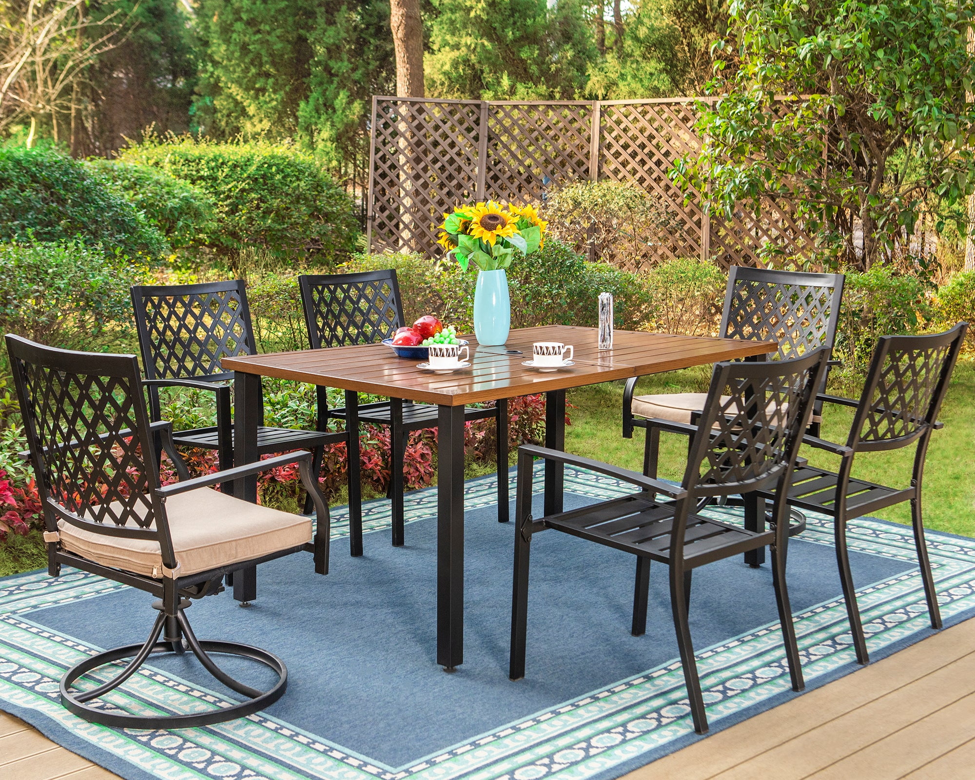 Sophia & William 7-Piece Outdoor Patio Dining Set Teak Wood Table and ...