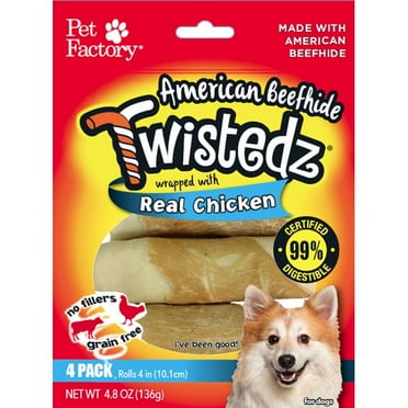 Pet Factory American Beefhide Braided Sticks Chicken Flavored - 6", 14 ...