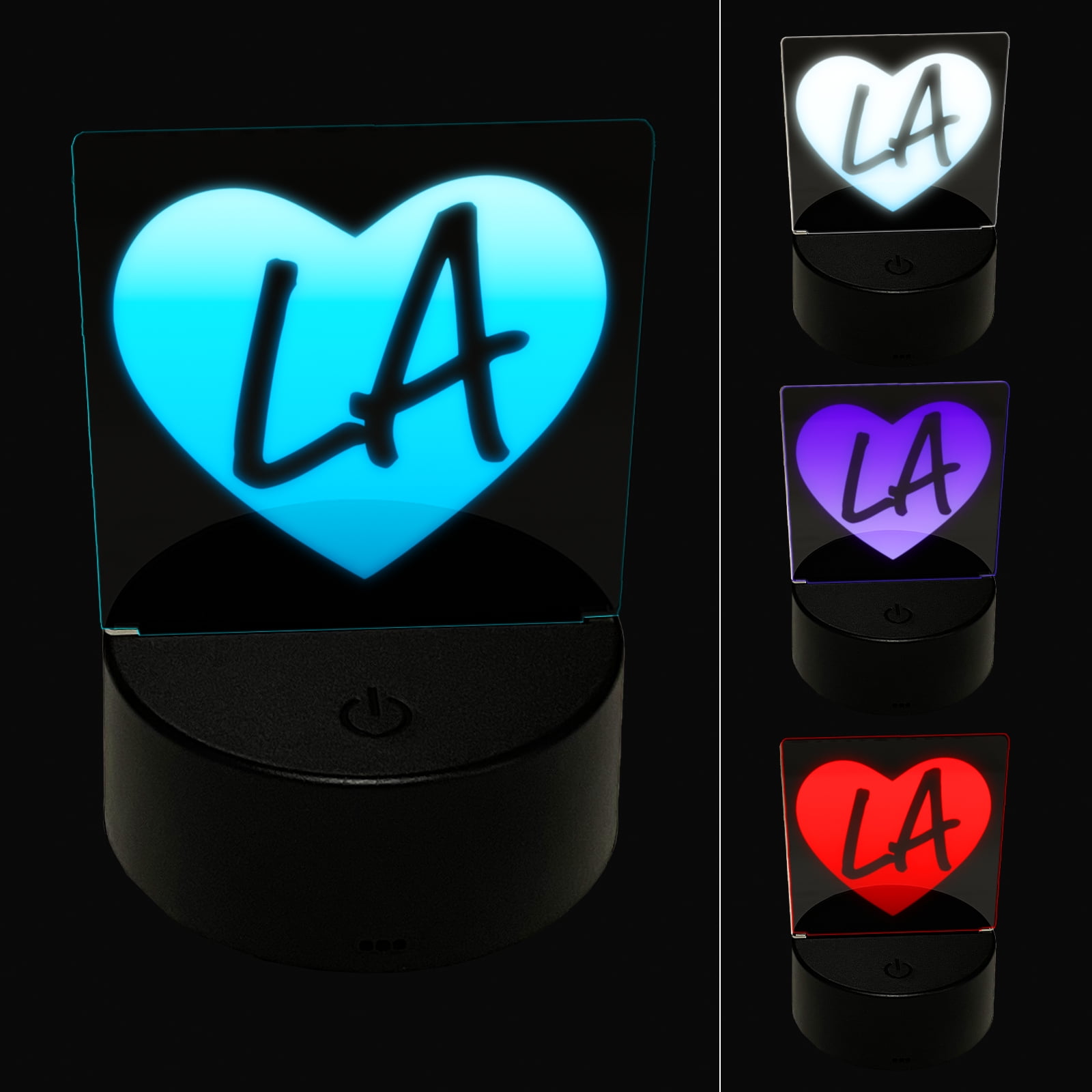 LA Louisiana State in Heart LED Night Light Sign 3D Illusion Desk ...