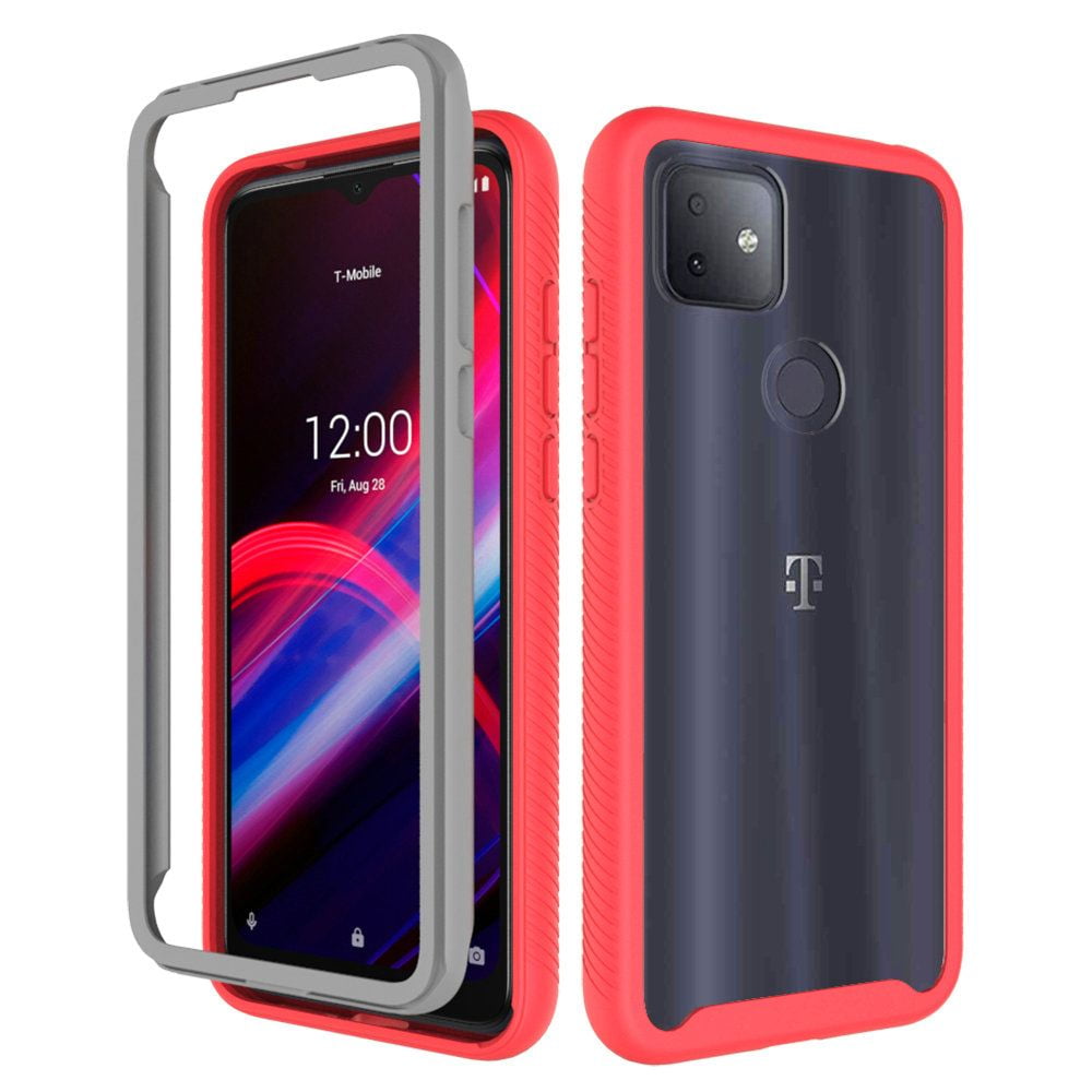 for-revvl-4-plus-shockproof-heavy-duty-bumper-case-clearred-walmart