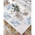 Blue Grey Leaves Round Table Placemats Set of 6 Wedge Placemats ...