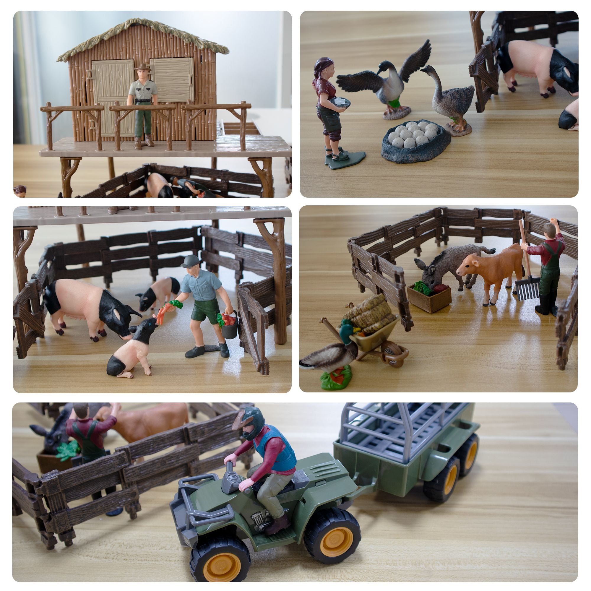 Buy TOYMANY 37PCS Big Farm Animals Figurines Toy with Barn House ...
