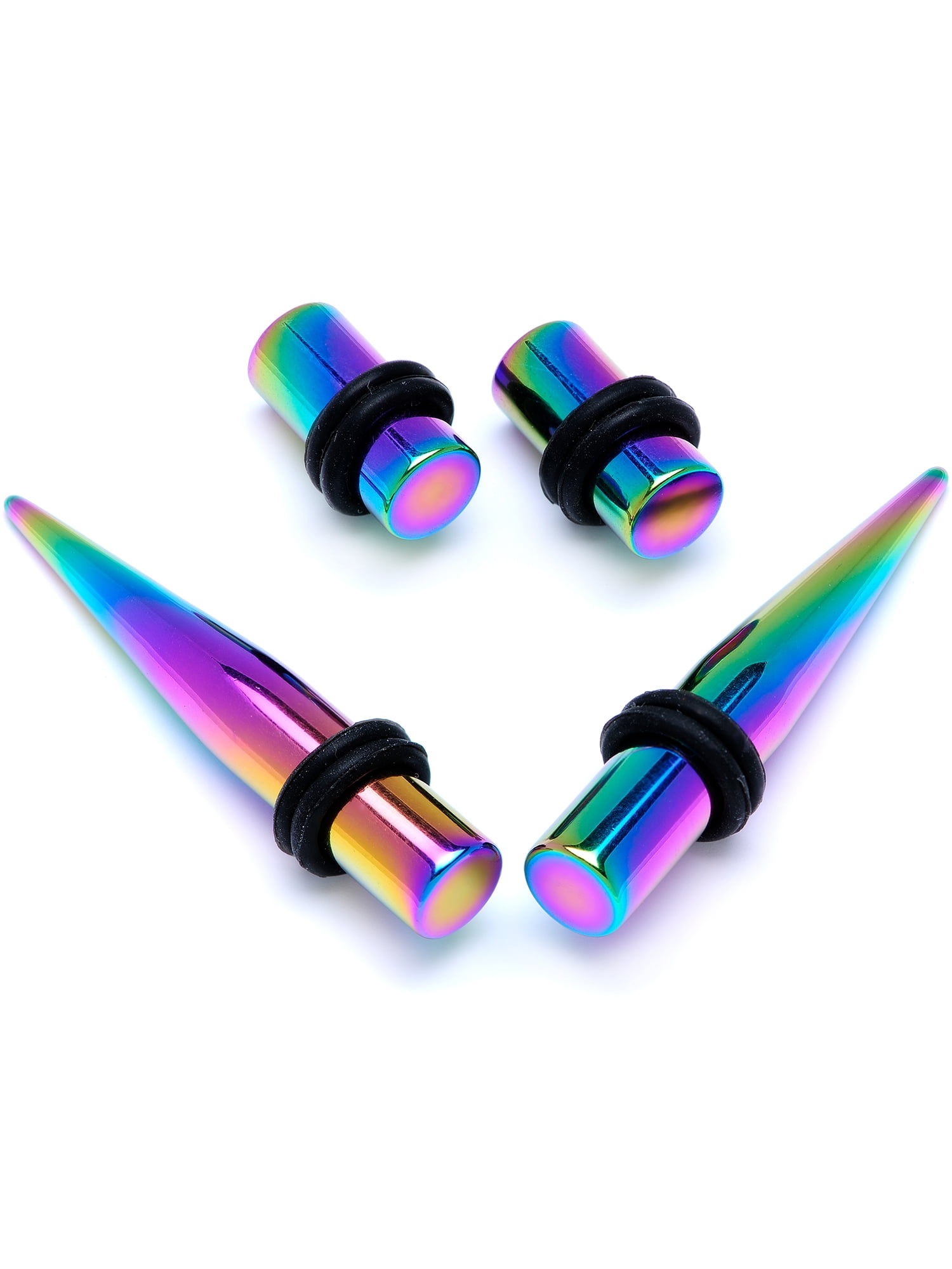 Body Candy Unisex 4Pc Rainbow PVD Steel 2G Ear Gauges Stretching Kit ...