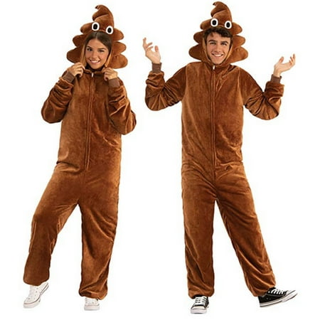 Comfy-Wear Hooded Poop Emoji Jumpsuit Pajama Costume Adult One Piece SM ...