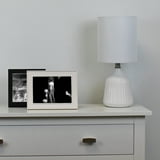 Mainstays White Ribbed Ceramic Table Lamp, 16 inches high with white ...