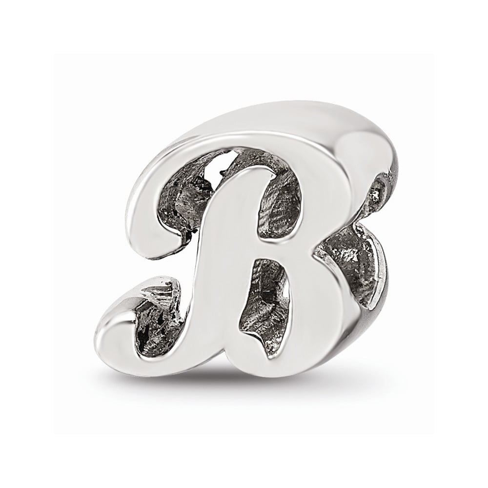 Fancy Bead White Sterling Silver B Alphabet & Numbers 10.91 mm ...